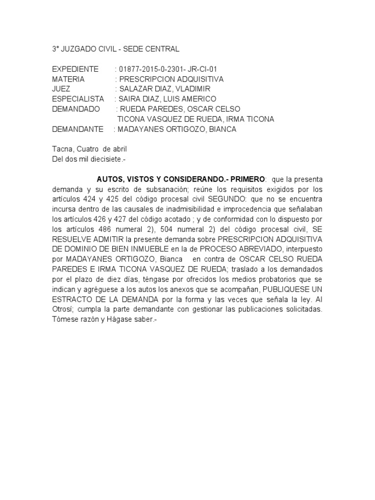 Modelo AUTO-ADMISORIO | PDF