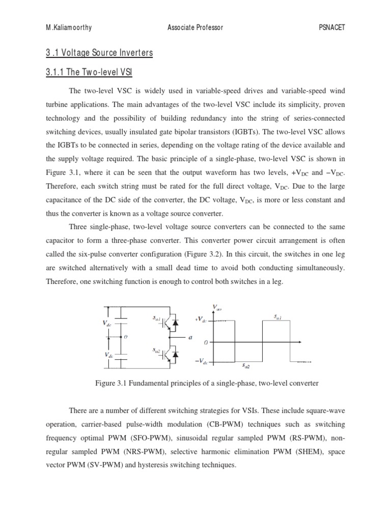 3 1 Voltage Source Inverters 3 1 1 The Two Level Vsi M Kaliamoorthy Associate Professor