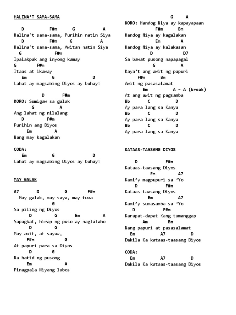 Halina't Sama-Sama Medley | PDF
