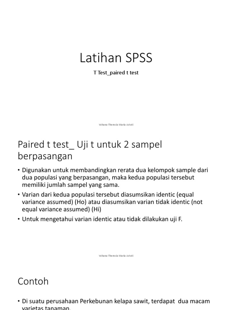 Latihan SPSS T Test - Paired T Test | PDF