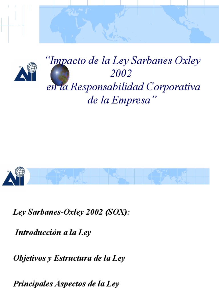 Ley Sarbanes-Oxley y Responsabilidad Corporativa | PDF | Sarbanes-Oxley ...