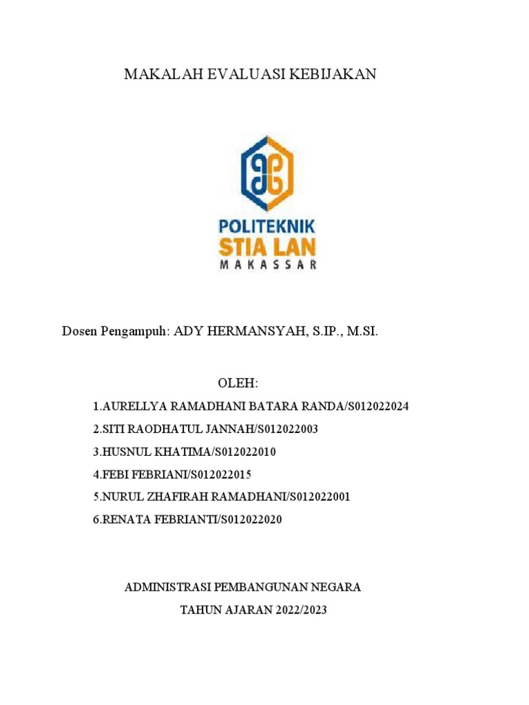 Makalah Evaluasi Kebijakan | PDF | Seni