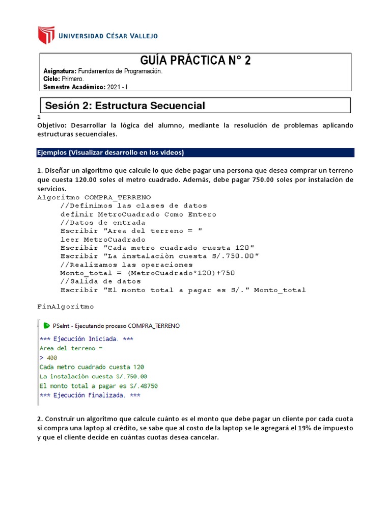 Estructura Secuencial | PDF | Algoritmos | Litro