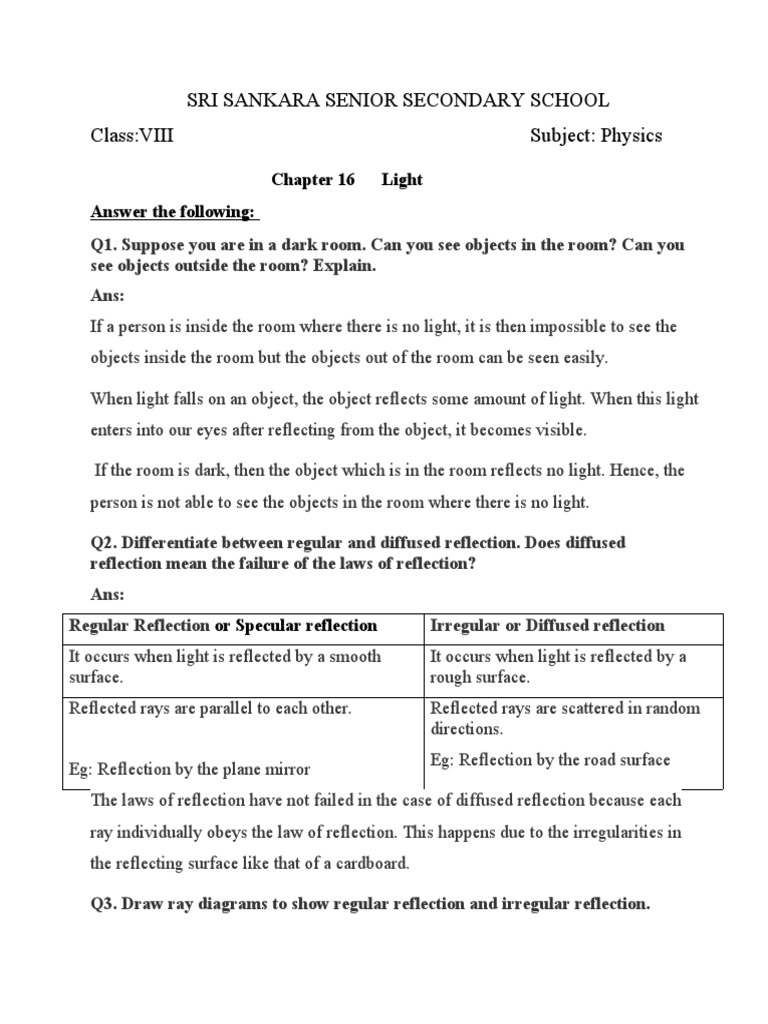 Light CW - Mod 1 | PDF | Reflection (Physics) | Mirror