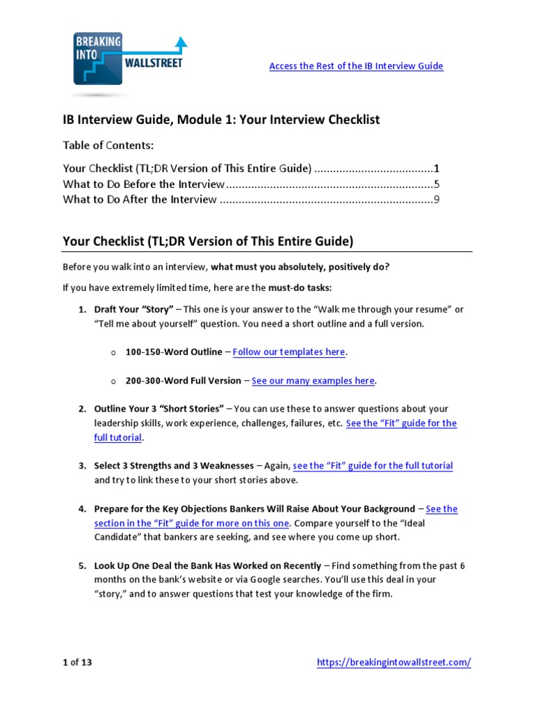 Interview Checklist | PDF