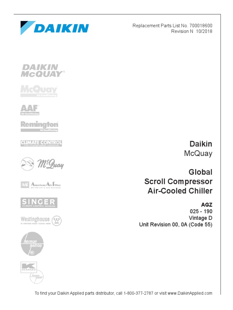 DAIKIN-APPLIED-AGZ-E - DA - Part Numbers | PDF | Electrical Connector ...