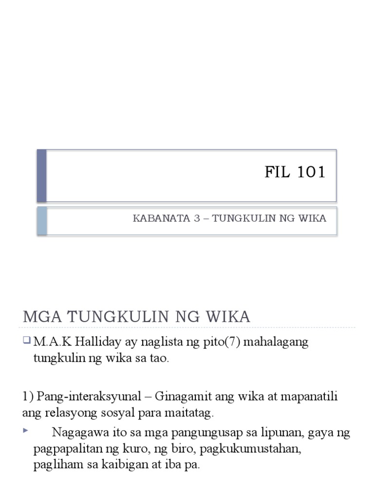 FIL 101 Kabanata 3,4 | PDF