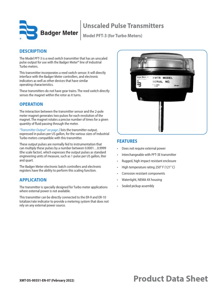 XMT-DS-00351-EN - Unscalable Pulse Transmitters Model PFT3 (For Turbo ...