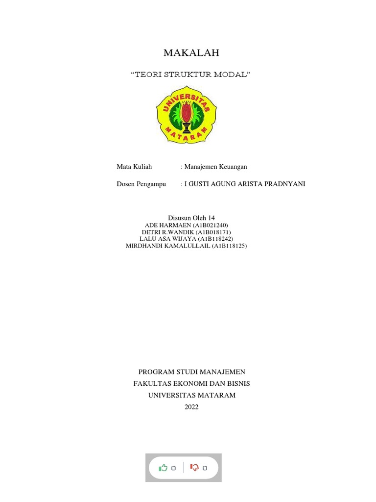 Teori Struktur Modal KLP 14 Ax | PDF