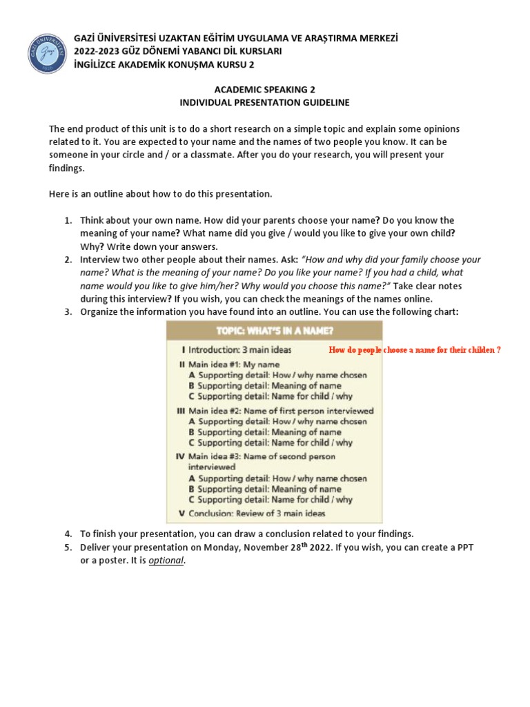 Academic Speaking 2 Presentation Guide | PDF