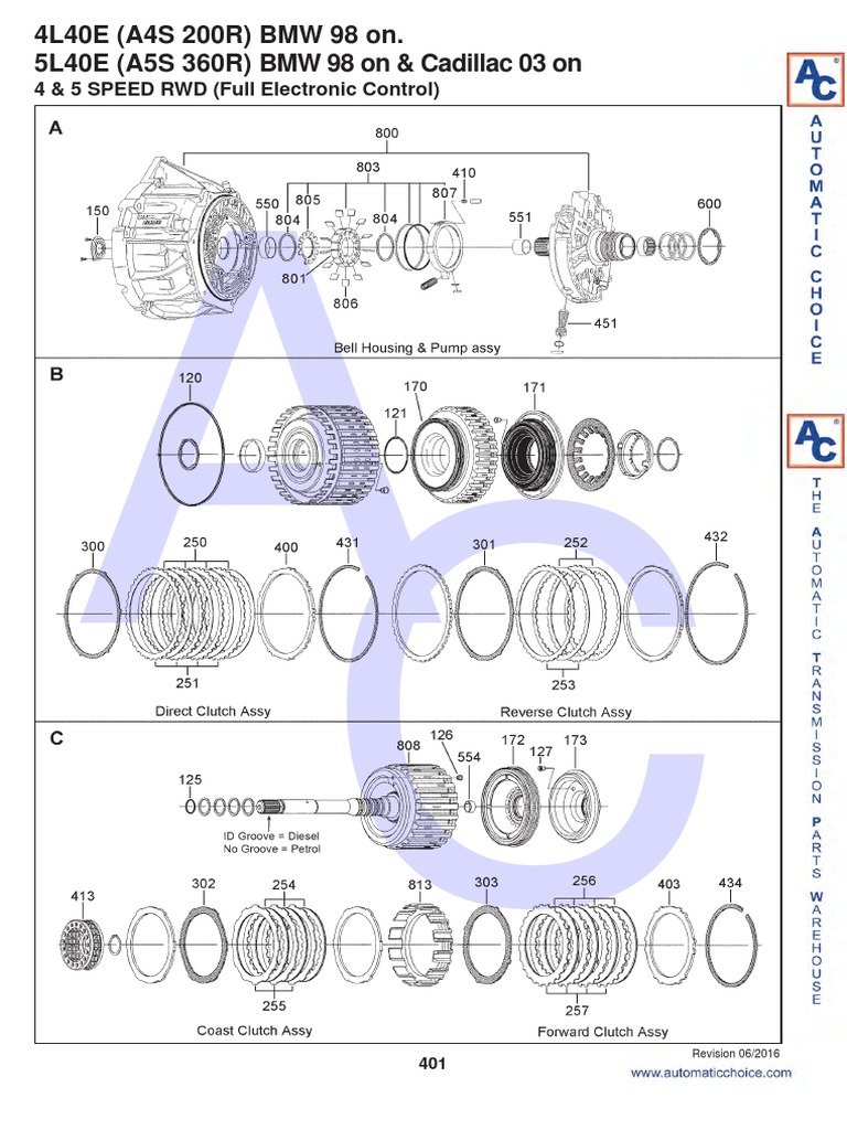 4L40E (A4S 200R) BMW 98 On. 5L40E (A5S 360R) BMW 98 On & Cadillac 03 On ...