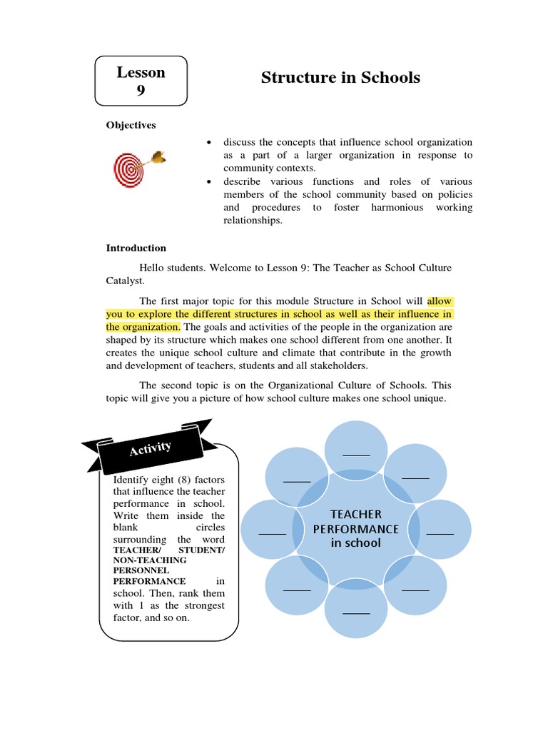 School Structure and Organizational Culture | PDF | Organizational ...