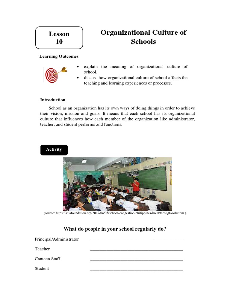 Lesson 10. Organizational Culture of Schools | Download Free PDF ...