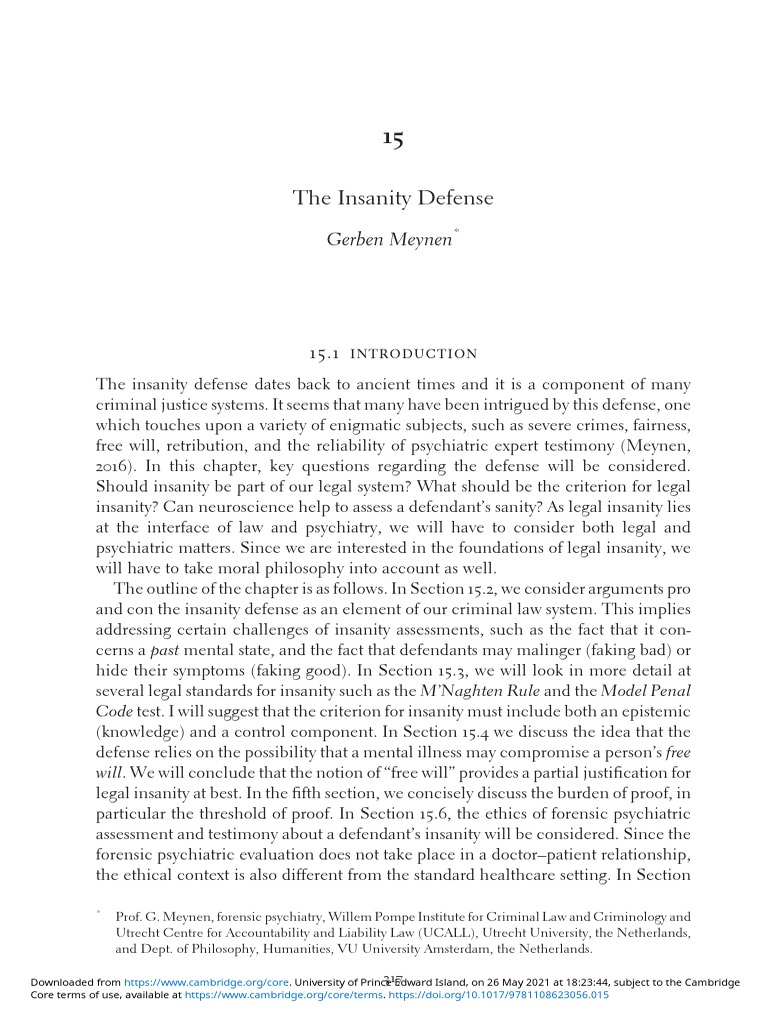 Understanding the Insanity Defense | PDF | Insanity Defense | Psychiatry