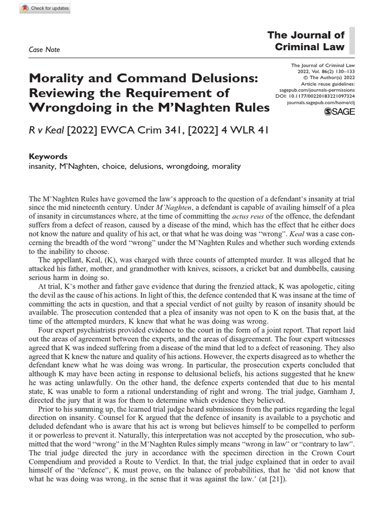 Morality Paper | Download Free PDF | Insanity Defense | Public Law