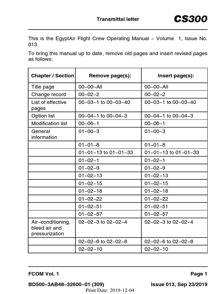 A220 300 Cs300 Bd500 1a11 Flight Crew Operating Manual Volume 1-1 ...