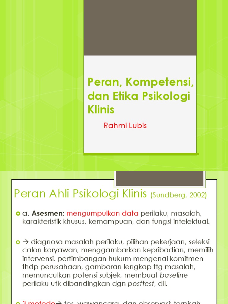 Peran dan Kompetensi Psikolog Klinis | PDF