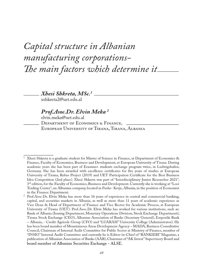 Vendimet e Struktures Se Kapitalit Ne Sme Ne RSH - UET | PDF | Capital Structure | Cost Of Capital