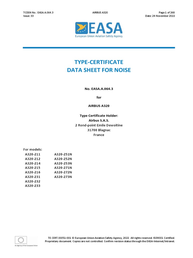 TCDSN EASA.A.064.3 - Issue33 | PDF | Aircraft | Aviation