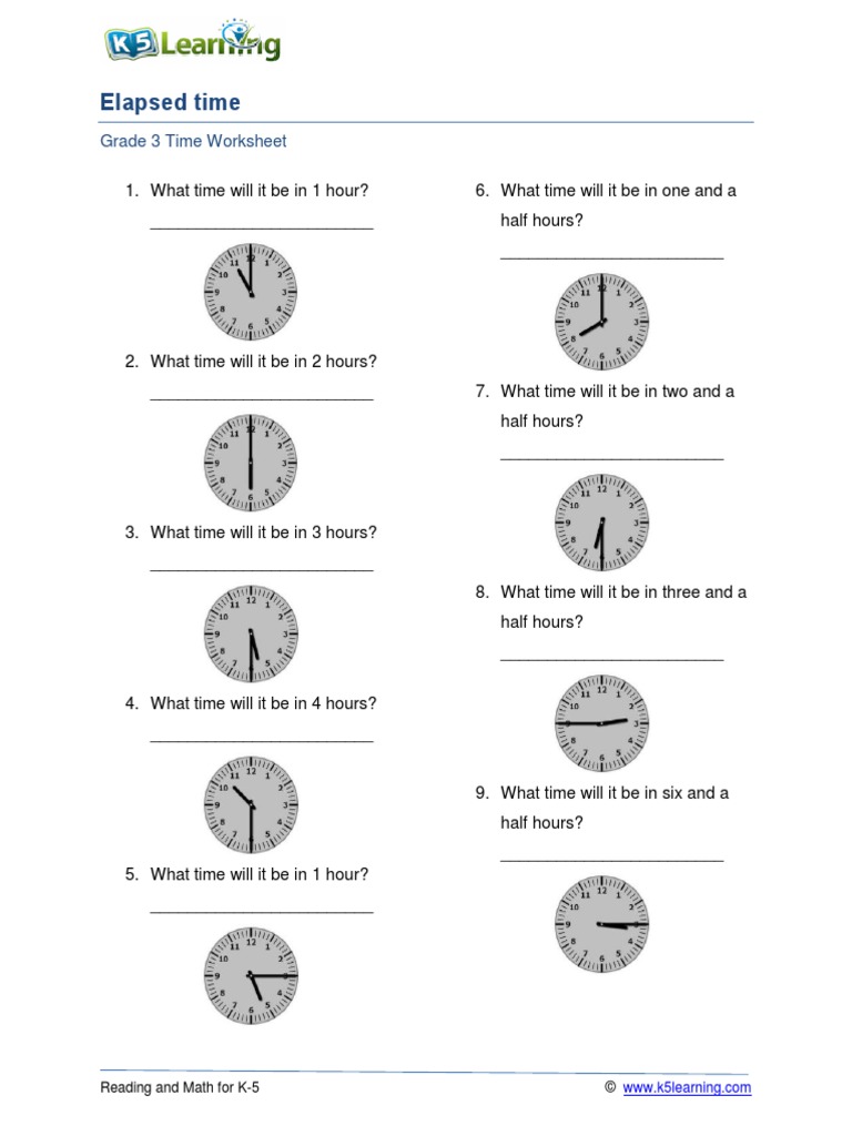Grade 3 Elapsed Time C | PDF | Career & Growth