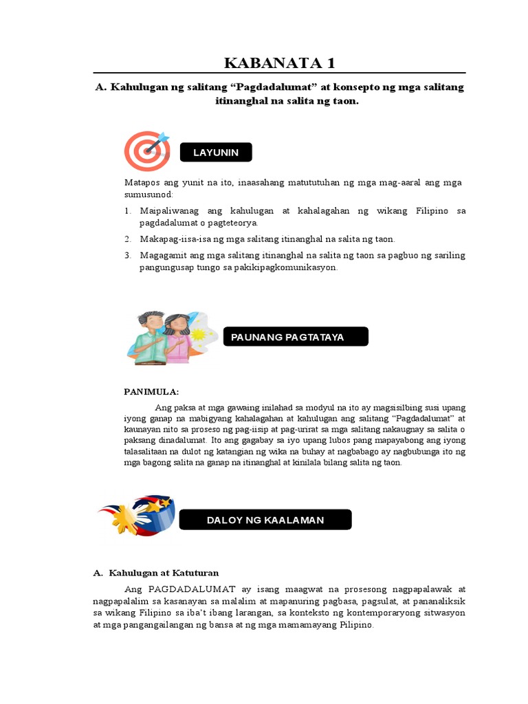 FIL 3 Kabanata 1 Modyul 1 | PDF