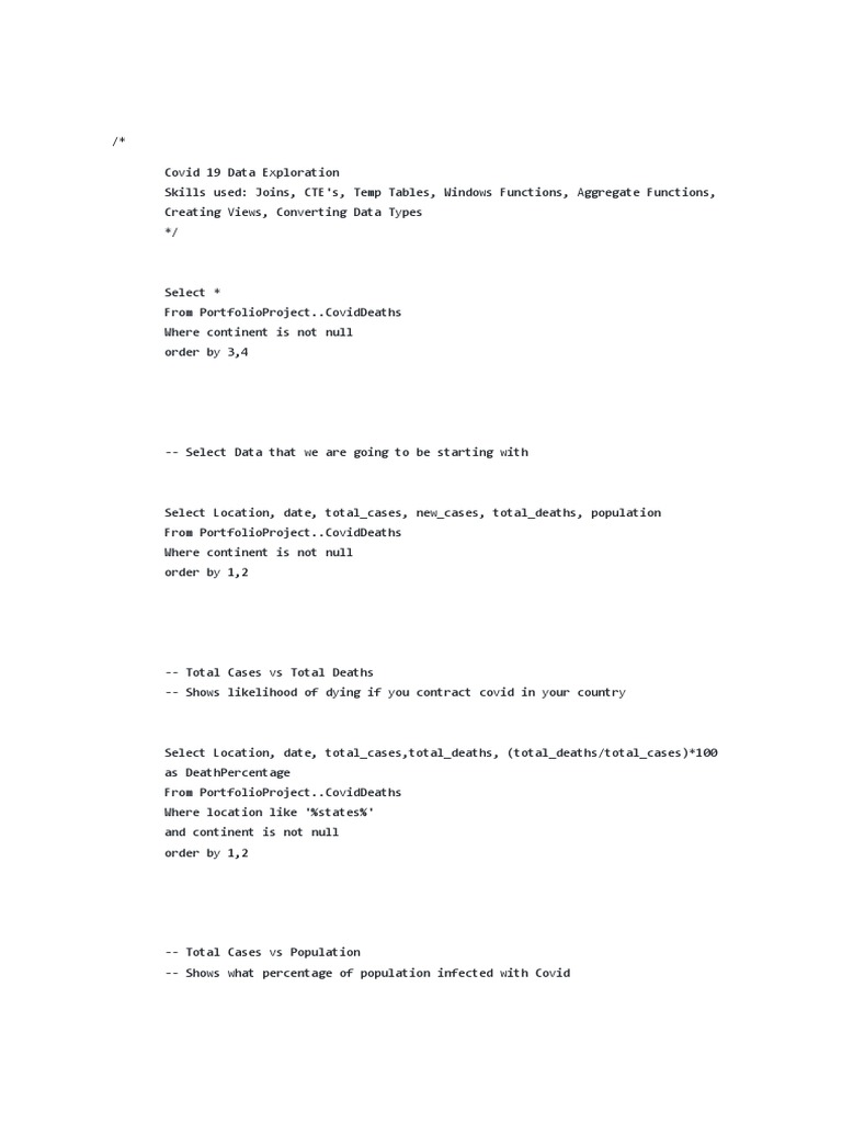 Covid 19 Data Exploration Project | PDF | Information Technology ...