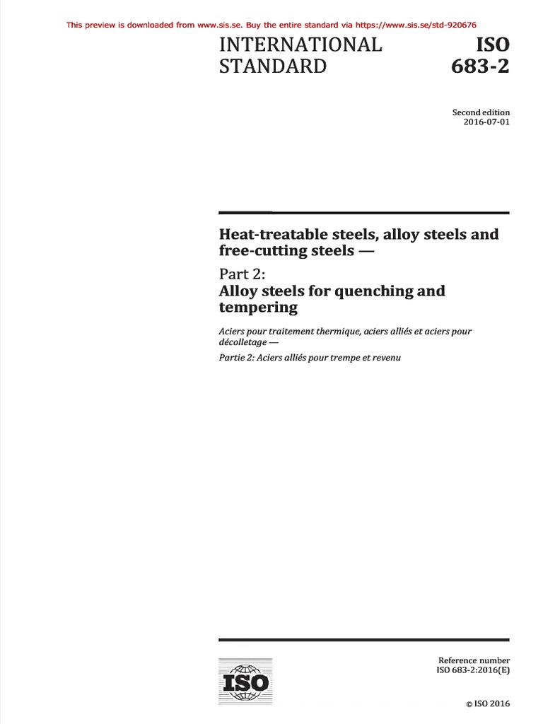 PDF Iso 683 2 2016 en PDF DL | PDF | Heat Treating | Steel