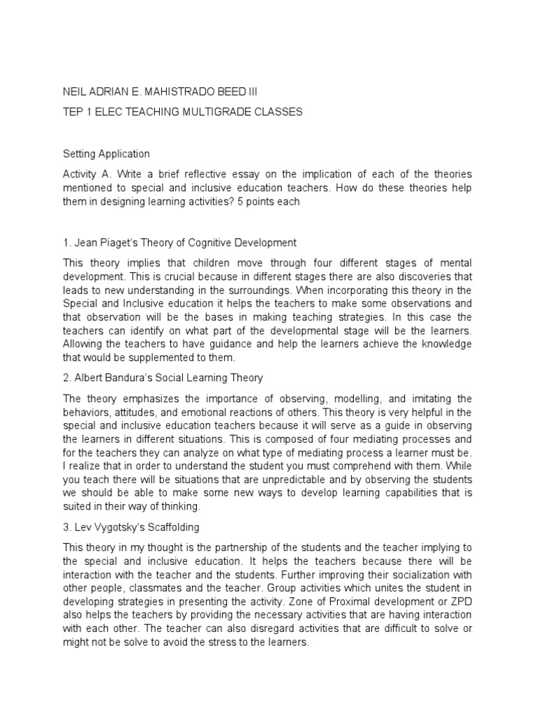 Setting Application Module 2 Fse Pdf Learning Cognitive Psychology