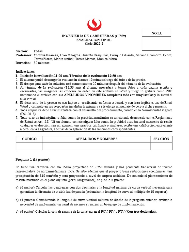 Eb - Carreteras 2022-2 | PDF