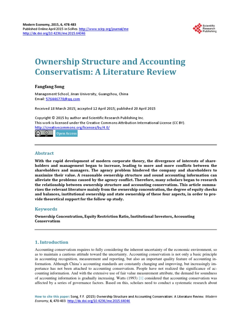 Ownership Structure and Accounting Conservatism A | PDF | Stocks | Accounting