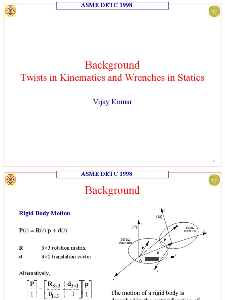 Screw Rotation in Rigid Body Motion | PDF | Rotation Around A Fixed ...