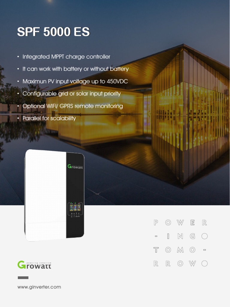 Growatt SPF 5000 ES Datasheet | PDF | Electrical Components | Electric ...