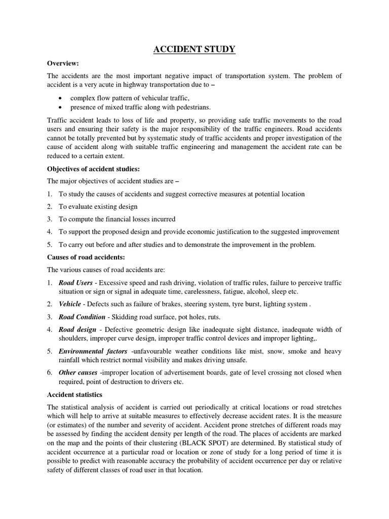 Accident Study | PDF | Traffic Collision | Road
