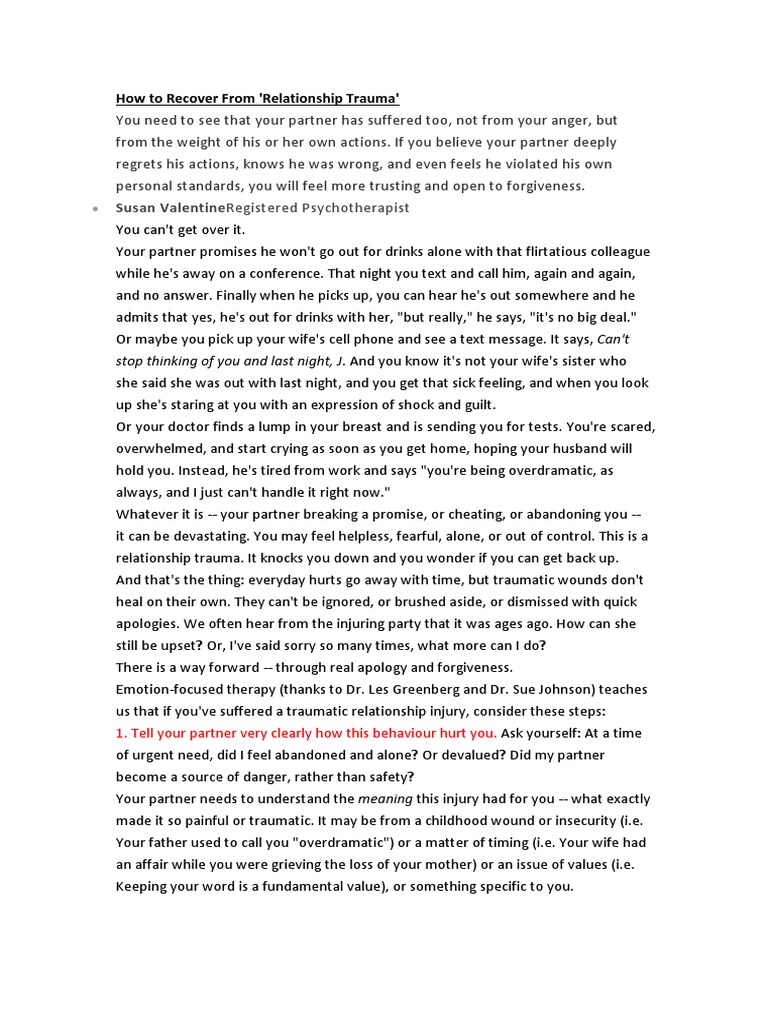 How To Recover From Relationship Trauma | PDF