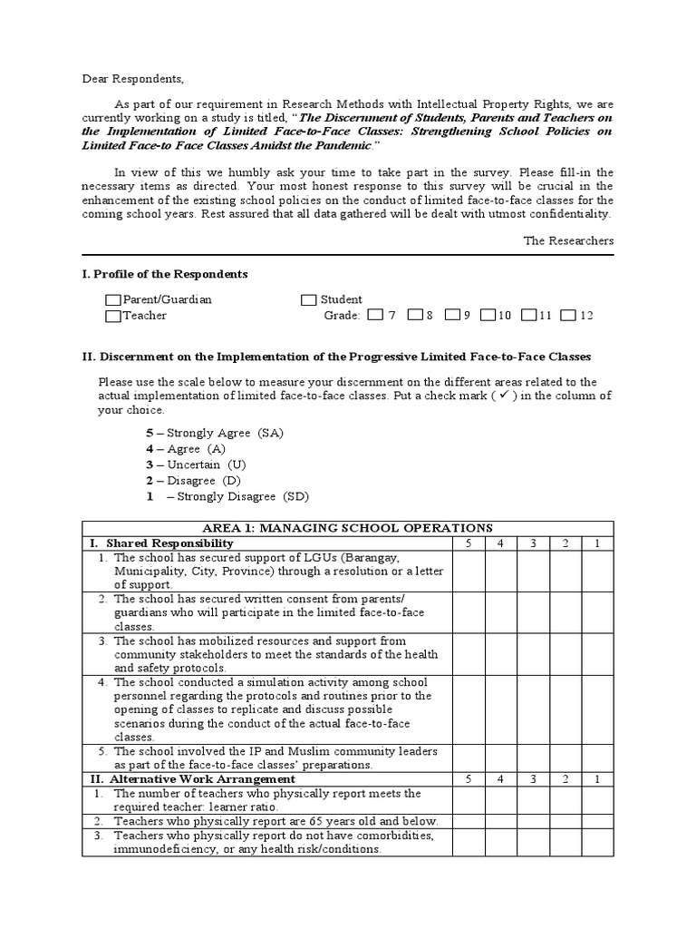 Survey Questionnaire | PDF | Personal Protective Equipment | Learning