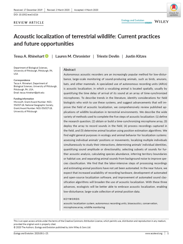 Acoustic Localization of Terrestrial Wildlife Curr | PDF