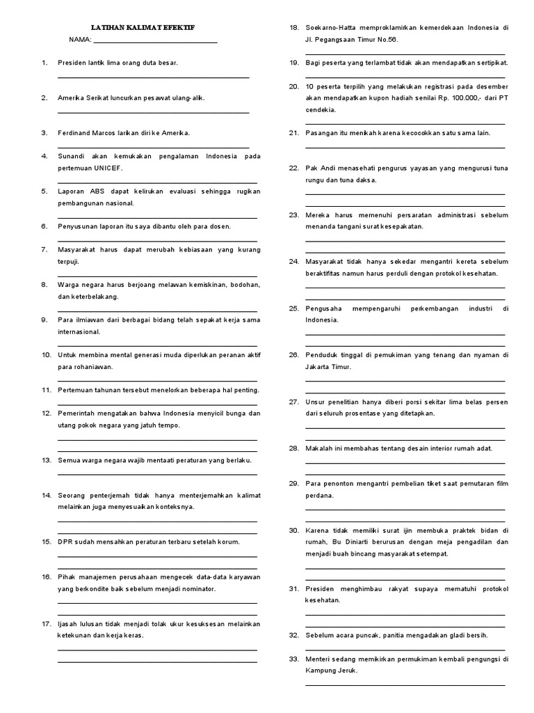 Soal Kalimat Efektif Binus | PDF