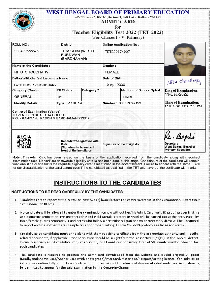 Admit Card | PDF