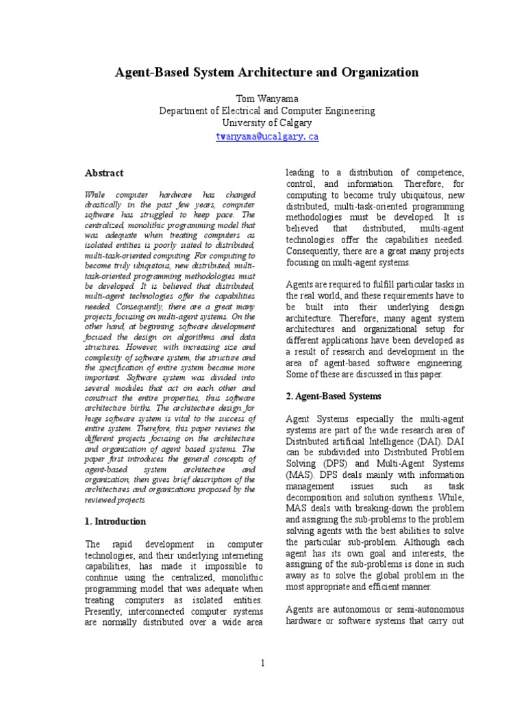 Agent-Based_System_Architecture_and_Organization | PDF | Agent Based ...