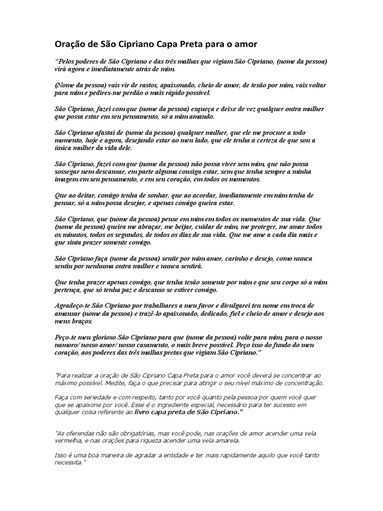 Oração São Cipriano Amor Pdf Amor Oração