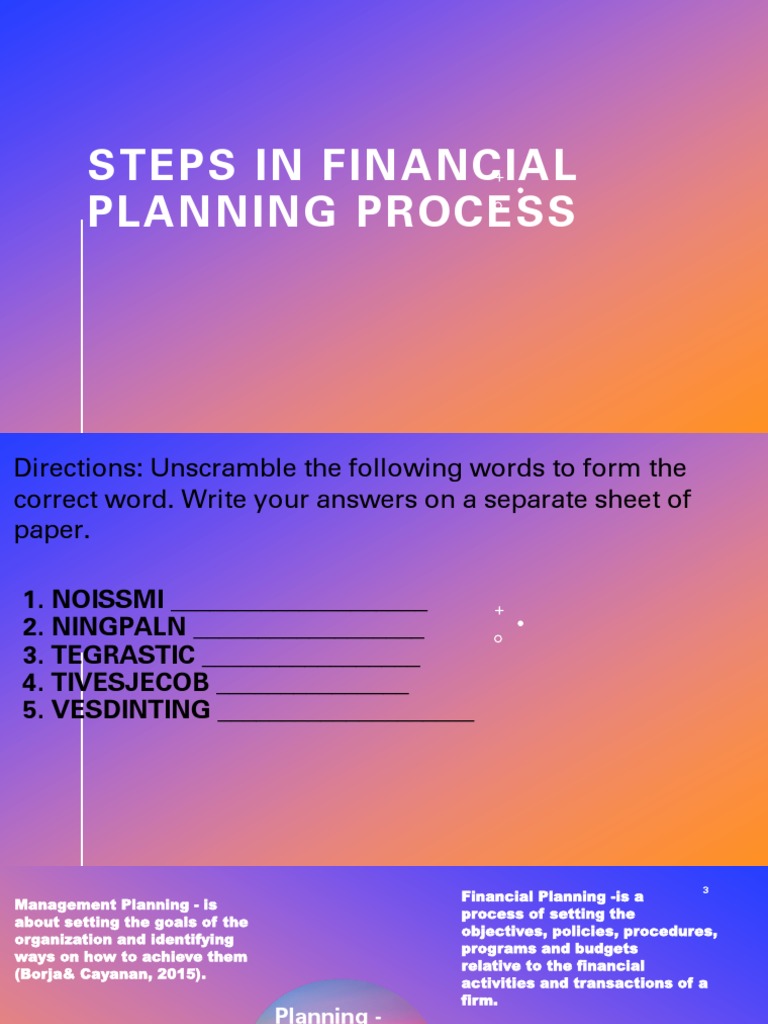 Steps in Financial Planning Process | PDF | Strategic Planning | Goal