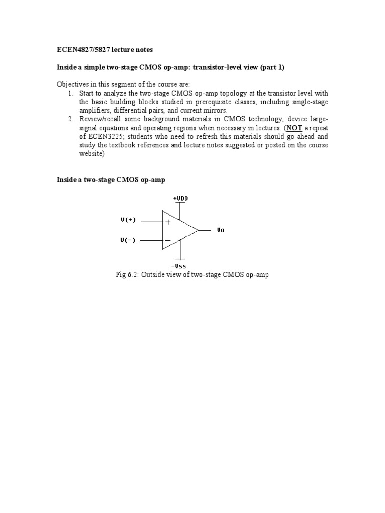 Transistor Level Opamp | PDF