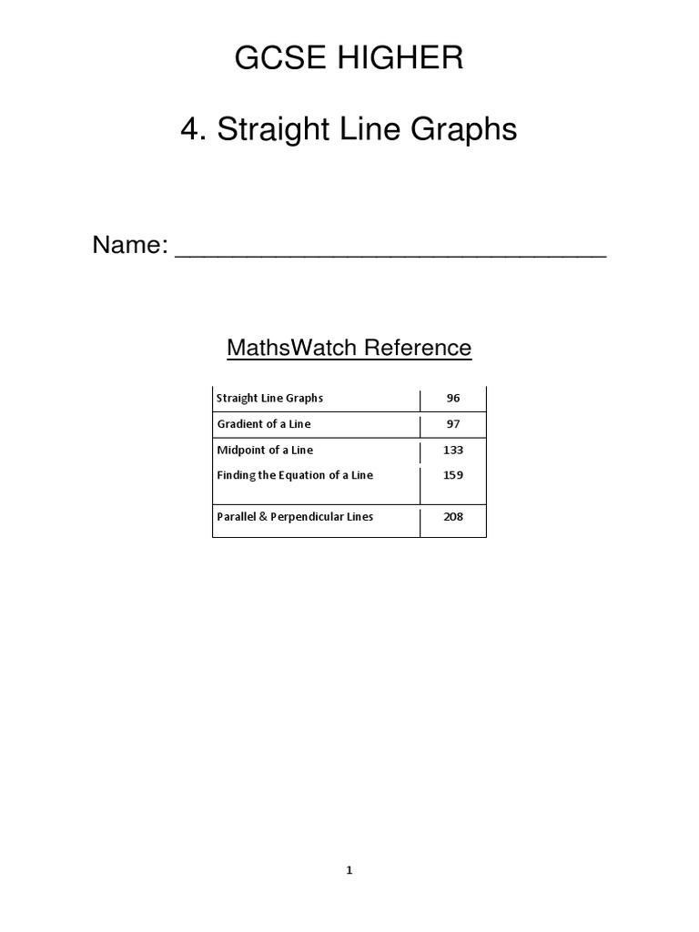 Straight Line Graphs Yr 10 11 Higher | PDF | Line (Geometry) | Equations
