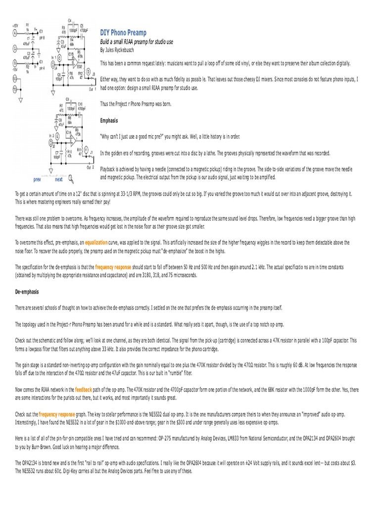 DIY Phono Preamp - Recording Magazine | PDF
