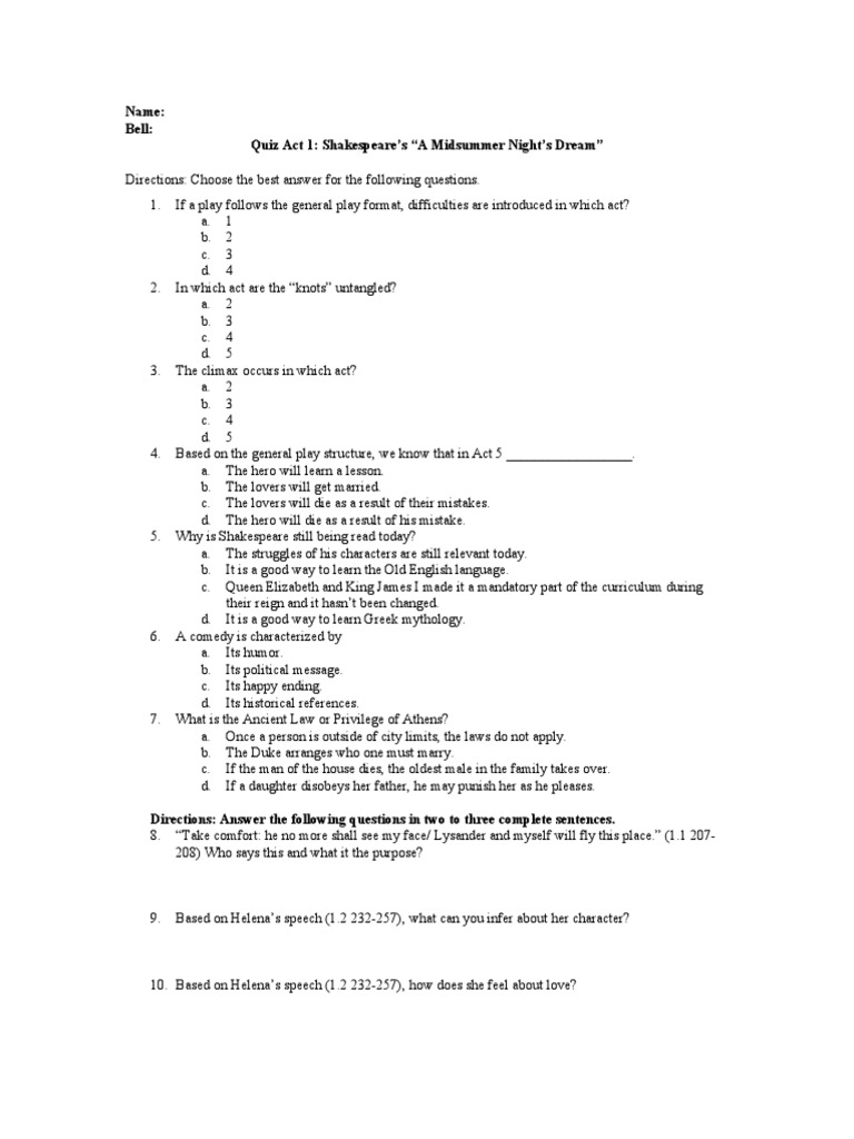 A Midsummer Night's Dream | PDF | A Midsummer Night's Dream | Plays ...