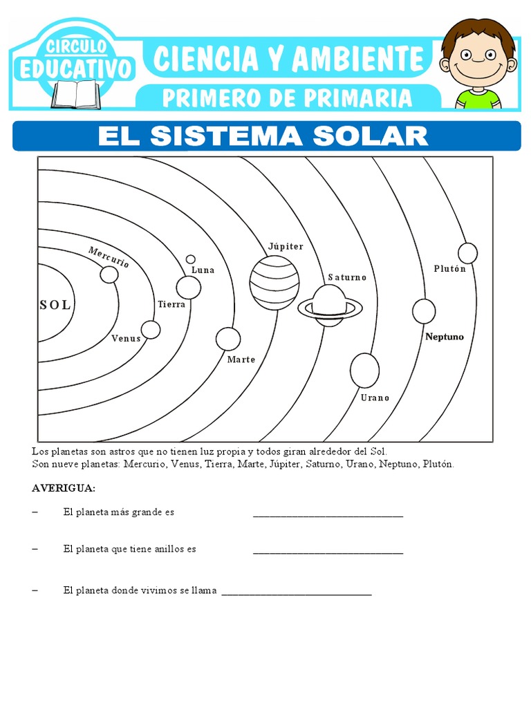 Planetas De 1er Grado Sistema Solar Para Niños. Material GRATIS Para