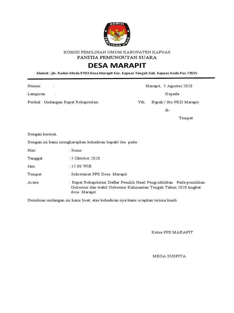 Contoh Surat Undangan Pleno | PDF
