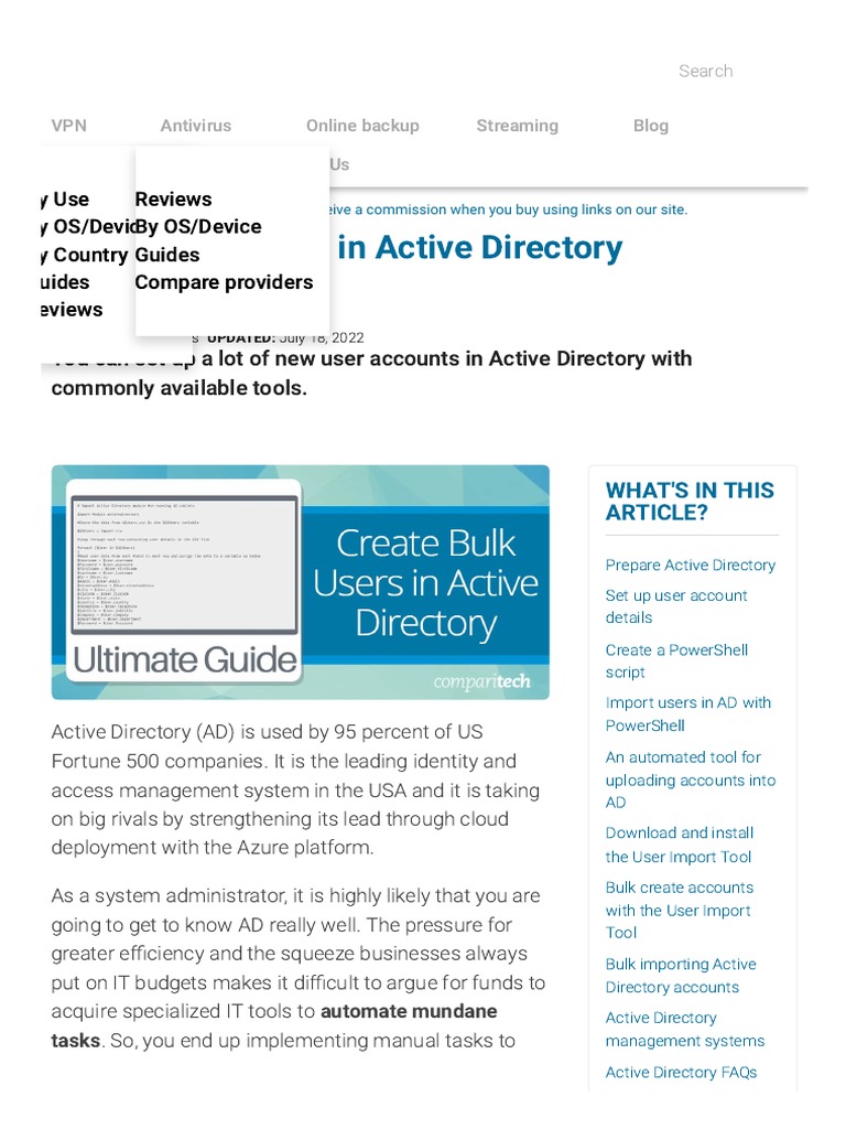 Create Bulk Users in Active Directory - Step-by-Step Guide & Free Tool | PDF