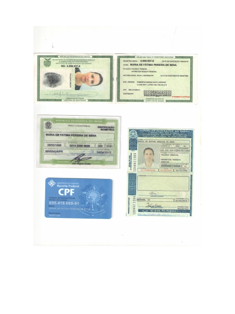 Documentos Pessoais RG, CPF, Titulo | PDF