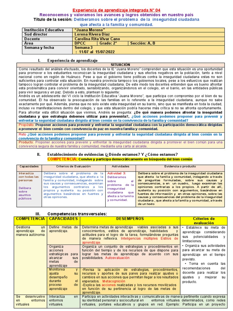 Sesion 3 Segundo. Exp.4 2022 | PDF | Aprendizaje | Evaluación